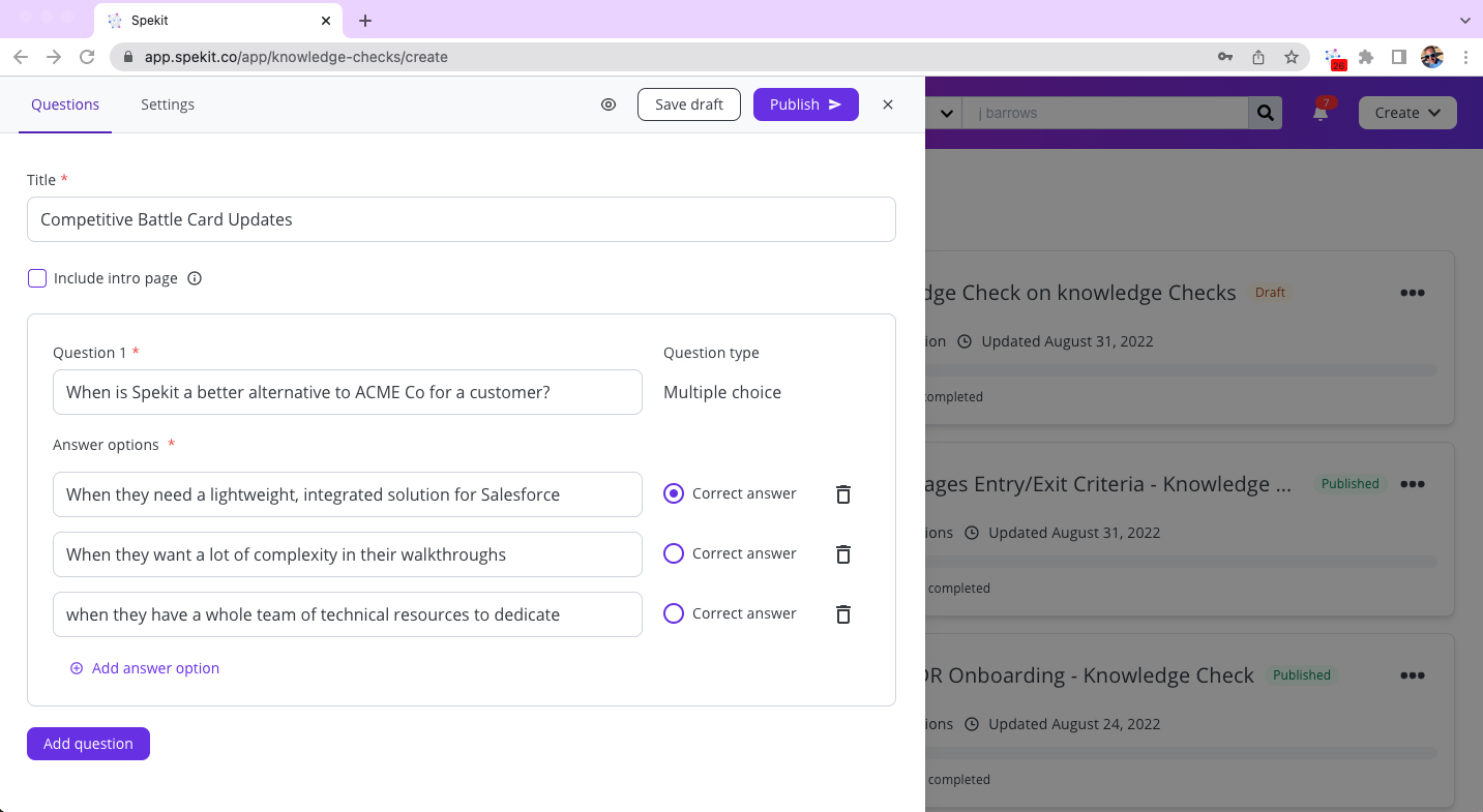 How Do I Create Knowledge Checks Spekit Help Center
